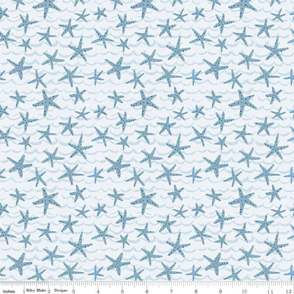 (4.5 yd) Riley Blake Ocean Oasis 15993 Mist Starfish – JellyRollFabric.net