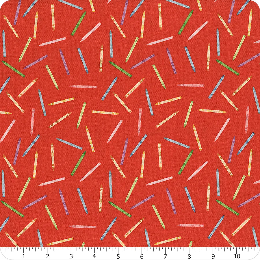 (3.5 yd) Riley Blake Get Your Cray-On C15412 Red Crayons ...