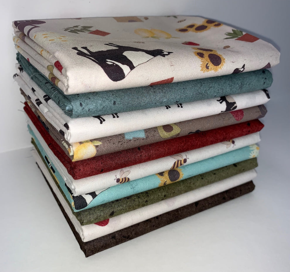 Clothworks "Happy Day Farm" Half-yard Bundle - 10 Fabrics, 5 Total Yar ...