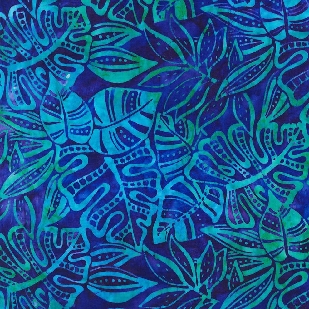 Robert Kaufman Artisan Batik "Totally Tropical" (Blue/Green) Half-yard ...