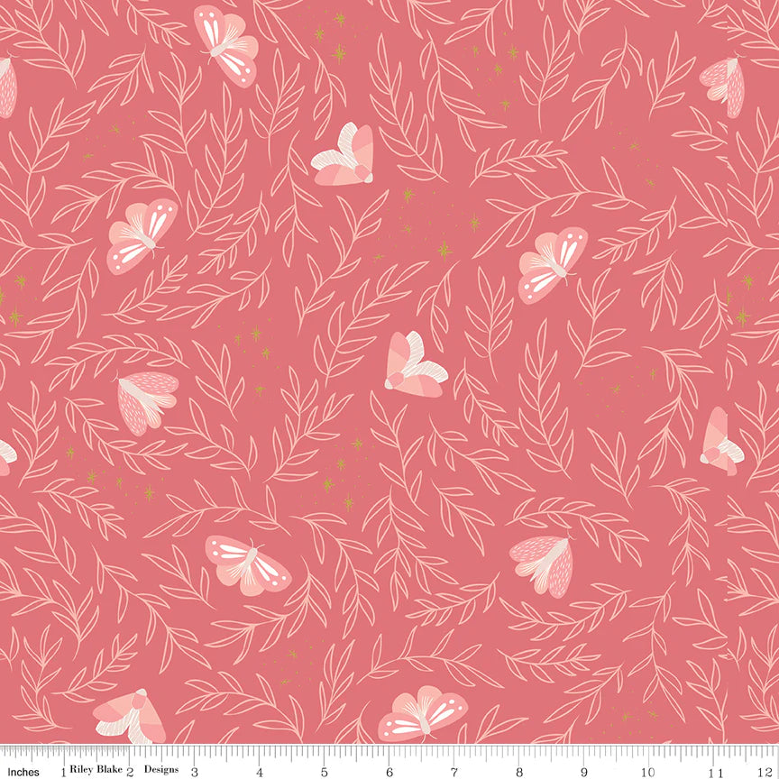 (3 yd) Riley Blake Moonchild 13821 Raspberry Moths – JellyRollFabric.net