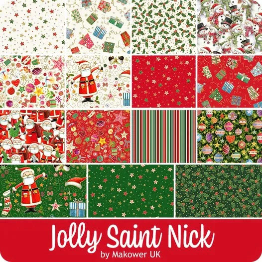 Andover/Makower UK - Jolly Saint Nick Double Scoops - 40 2.5" Strips ...