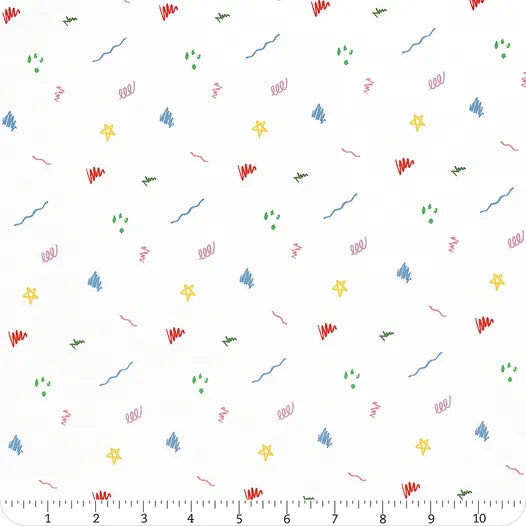 (3.5 yd) Riley Blake Get Your Cray-On C15414 White Ditsy Doodle – JellyRollFabric.net