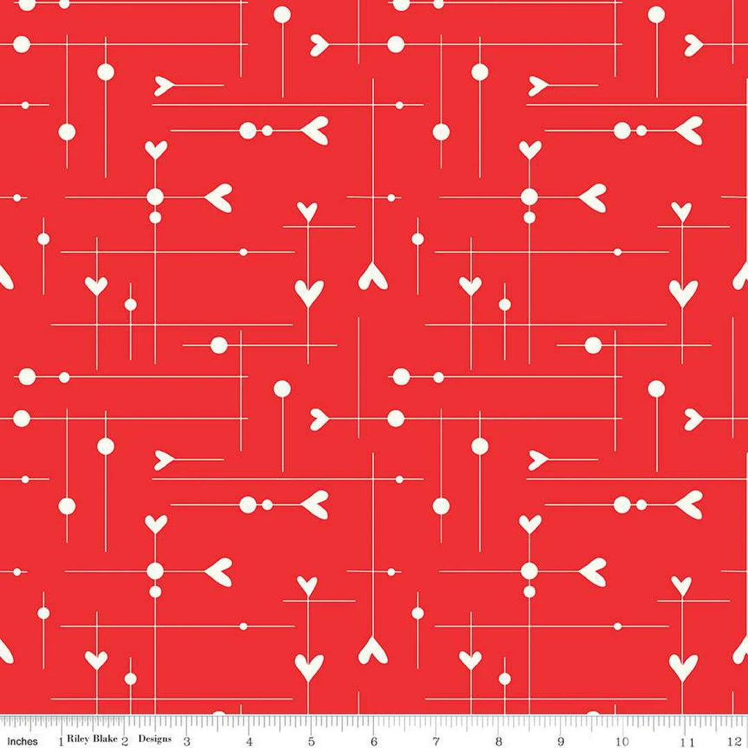 (1.5 yd) Riley Blake I Love Us 13962 Red Dash & Dot Hearts – JellyRollFabric.net