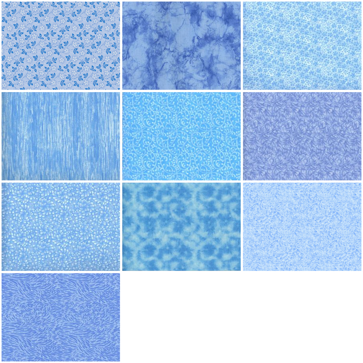 Basic Colors - Sky (Lt. Blue) Half-yard Bundle - 10 Fabrics, 5 Total Y ...