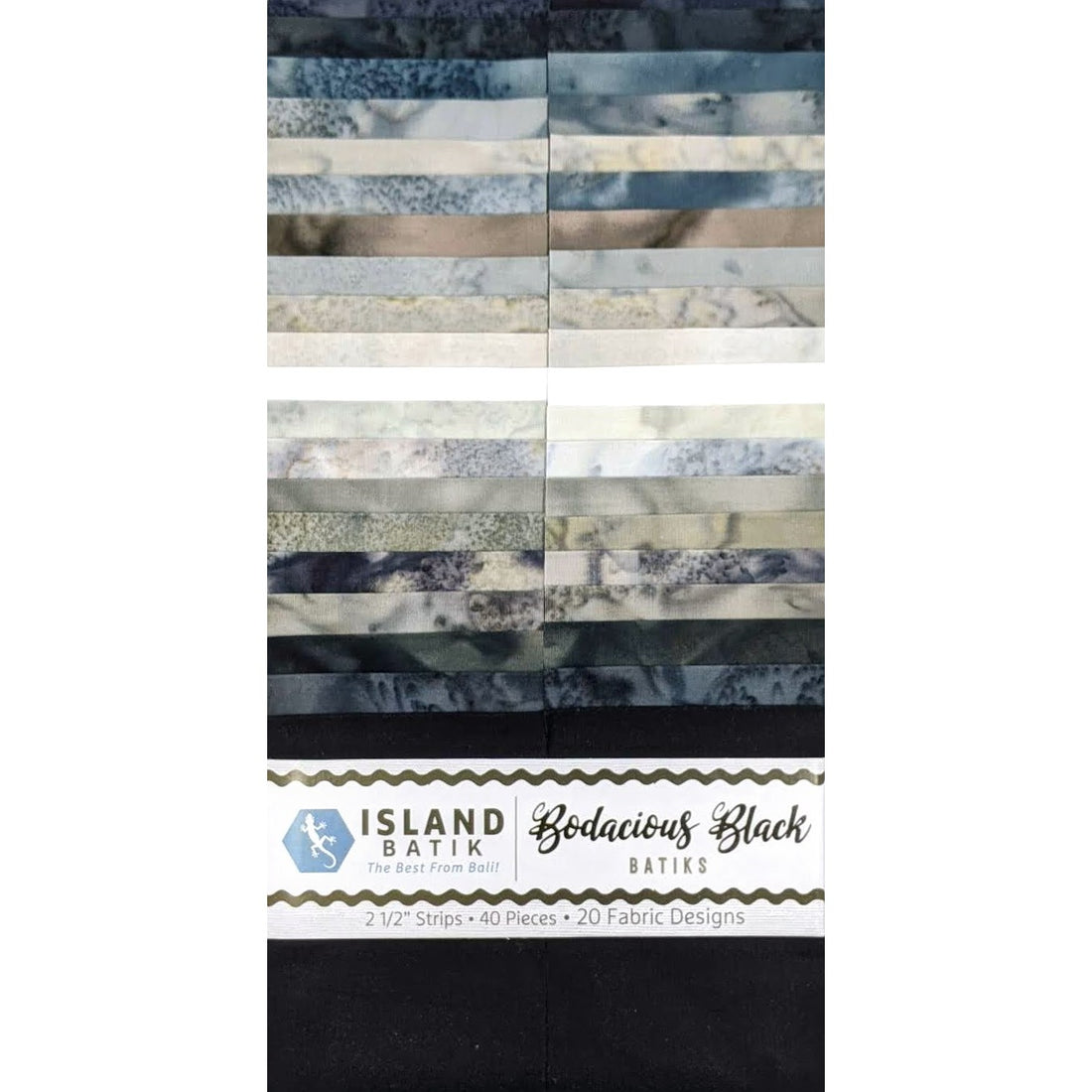 Island Batik - Bodacious Black - 20 Fabrics, 40 Total Strips ...