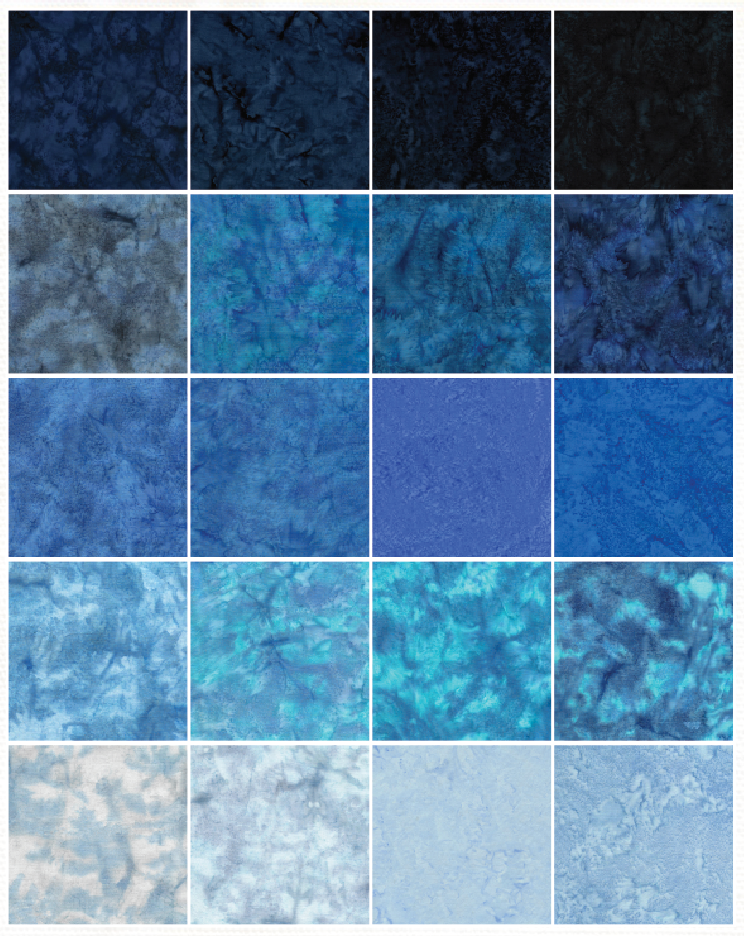 Island Batik - Brilliant Blue - 20 Fabrics, 40 Total Strips ...