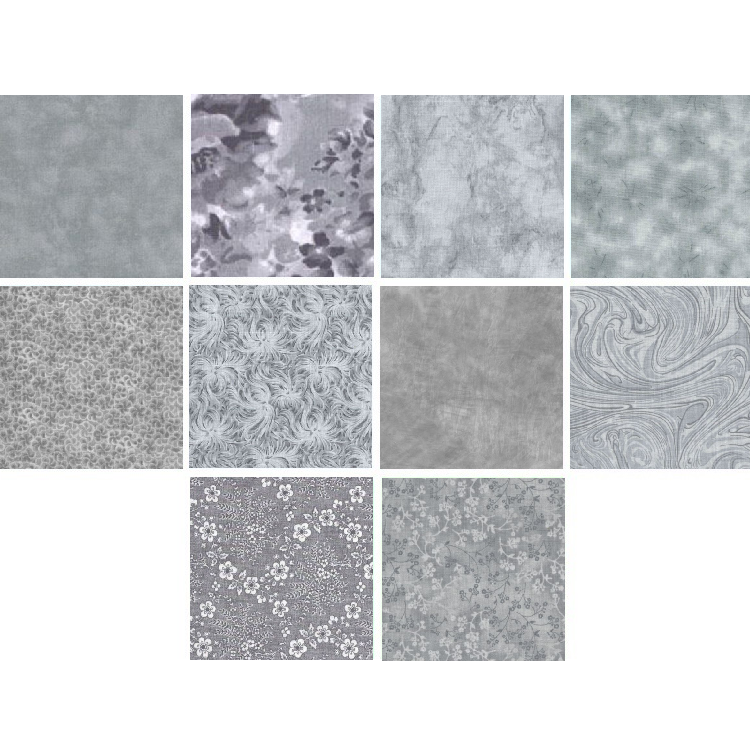 Charm Pack 5x5 Squares - Basic Colors Silver/Grey - 40 5" Squares ...
